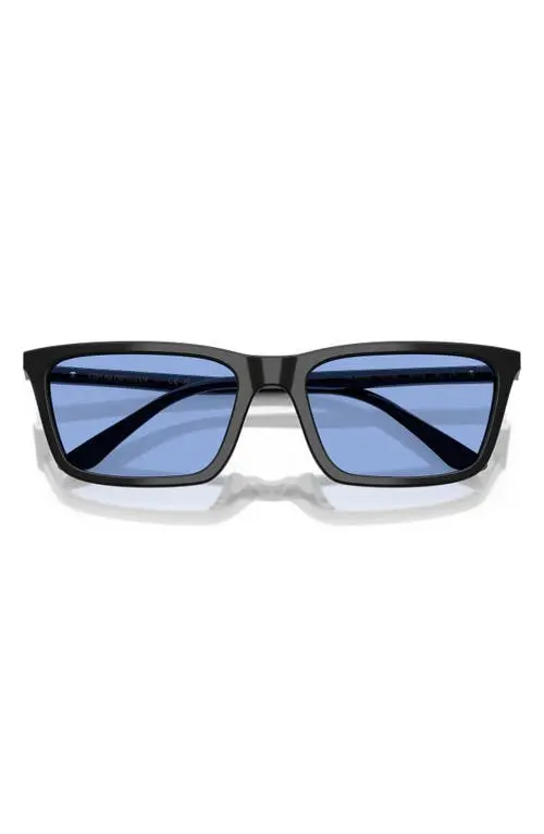 Emporio Armani 55mm Rectangle Full Rim Sunglasses - Shiny Black/blue