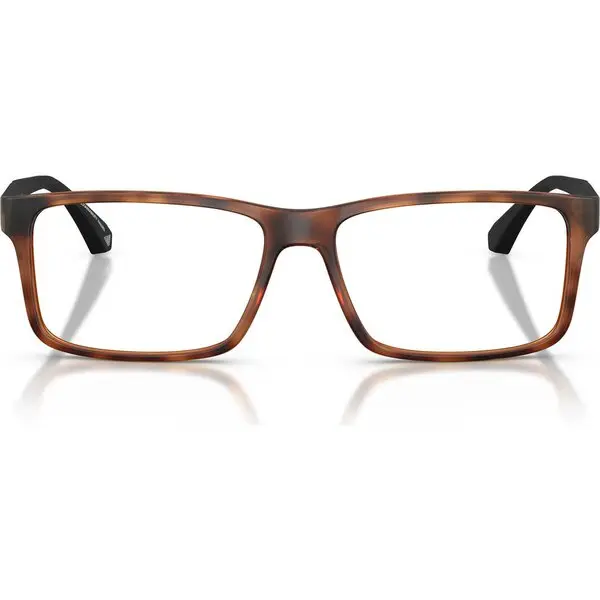 Emporio Armani 56mm Rectangle Optical Glasses - Matte Havana/demo Lens