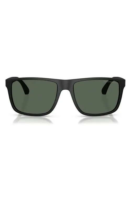Emporio Armani 56mm Square Full Rim Sunglasses - Matte Black /dark Green
