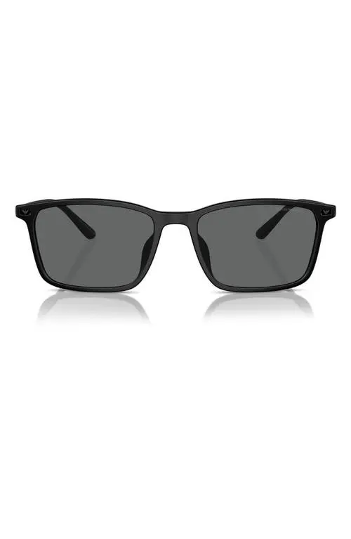Emporio Armani 56mm Rectangle Sunglasses - Matte Black/dark Grey