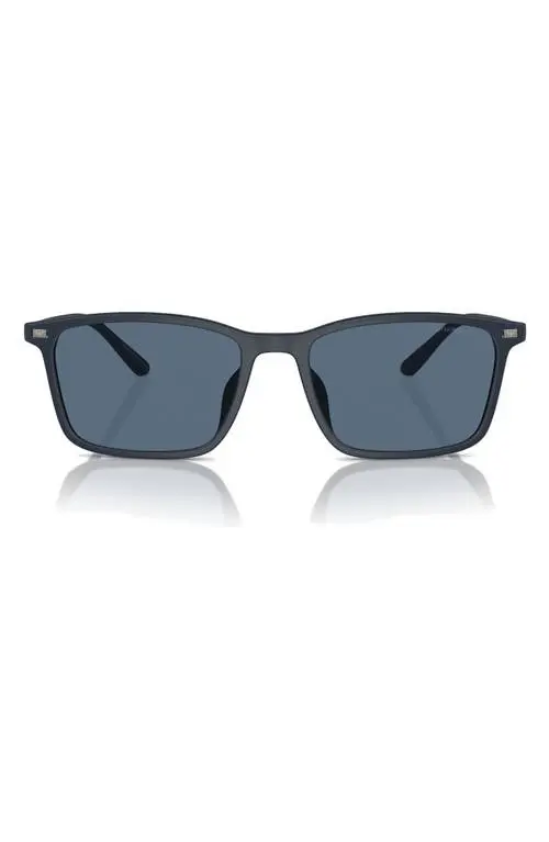 Emporio Armani 56mm Rectangle Sunglasses - Matte Blue/dark Blue