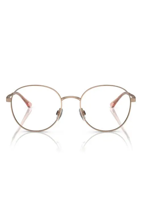 Emporio Armani 52mm Round Eyeglasses - Shiny Rose Gold/demo Lens