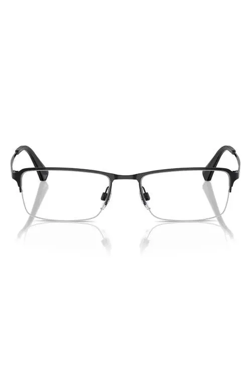 Emporio Armani 55mm Rectangle Optical Glasses - Shiny Black/demo Lens