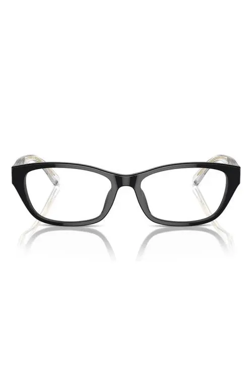 Emporio Armani 54mm Cat Eye Optical Glasses - Shiny Black/demo Lens