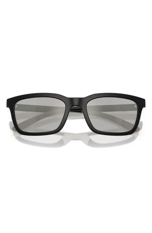 Emporio Armani 55mm Rectangle Full Rim Sunglasses - Black/grey Flash Silver