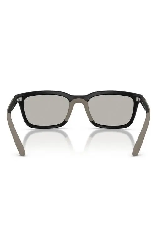 Emporio Armani 55mm Rectangle Full Rim Sunglasses - Black/grey Flash Silver