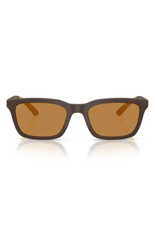 Emporio Armani 55mm Rectangle Full Rim Sunglasses - Matte Brown/light Brown