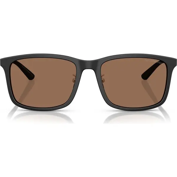 Emporio Armani 57mm Square Frame Sunglasses - Matte Black/dark Brown
