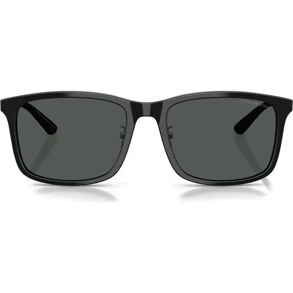 Emporio Armani 57mm Square Frame Sunglasses - Shiny Black/dark Grey