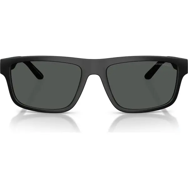 Emporio Armani 57mm Rectangle Sunglasses - Matte Black/dark Grey