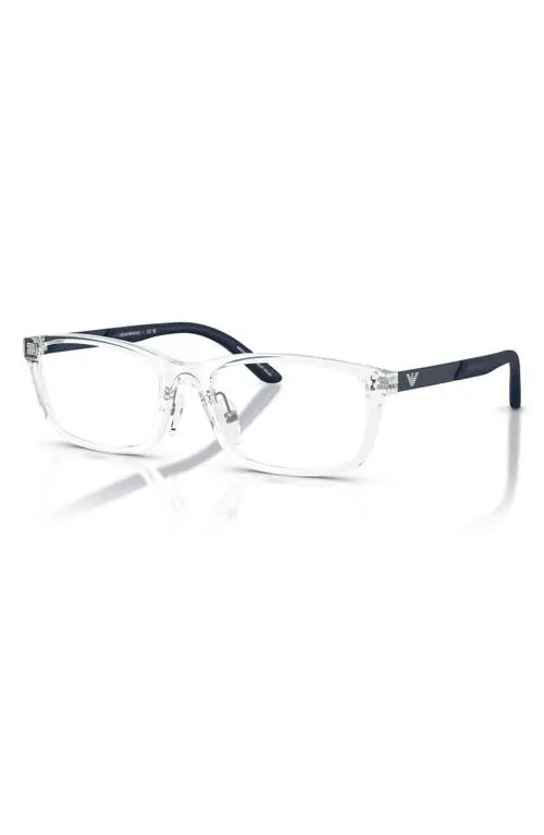 Emporio Armani 47mm Rectangle Eyeglasses - Shiny Crystal/demo Lens