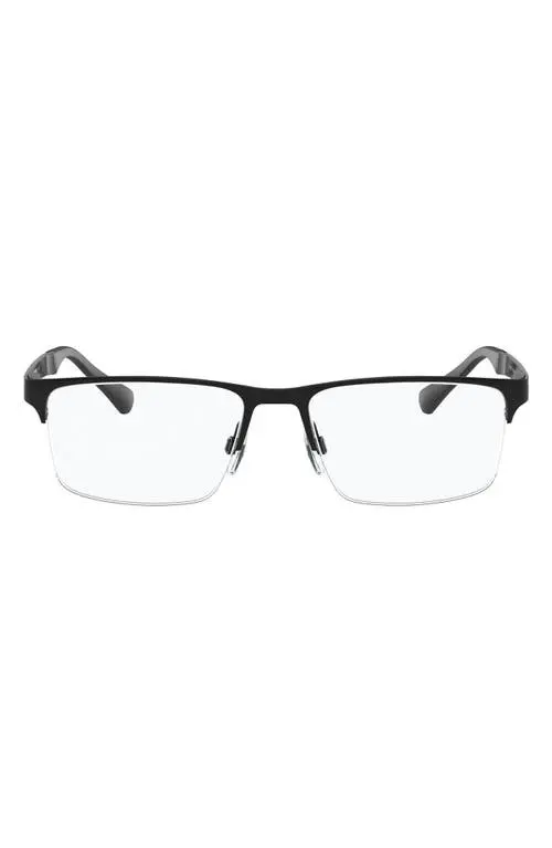 Emporio Armani 55mm Rectangle Optical Glasses - Rubber Black/demo Lens
