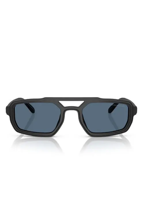 Emporio Armani 53mm Irregular Sunglasses - Matte Black/dark Blue