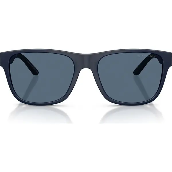 Emporio Armani 56mm Square Sunglasses - Matte Blue/dark Blue