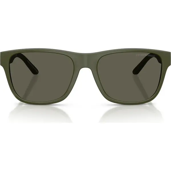 Emporio Armani 56mm Square Sunglasses - Matte Green/dark Brown