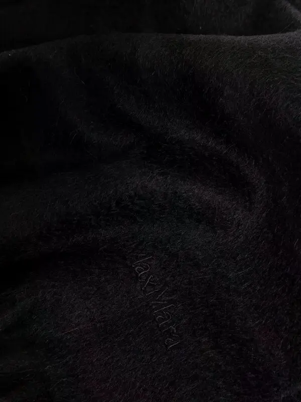 Max Mara Embroidered-logo Fringed Wool Scarf
