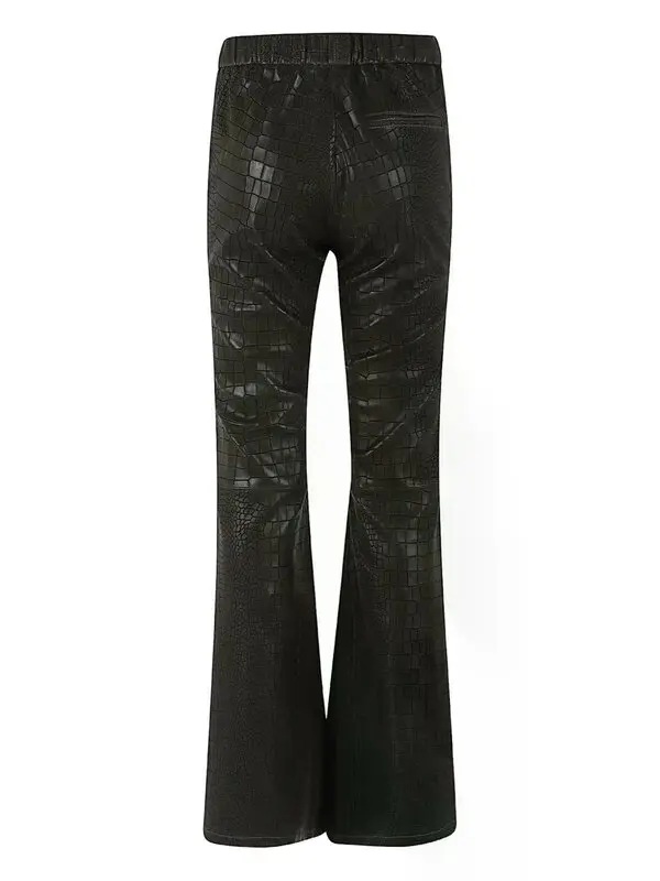 ENES Crocodile-embossed Leather Trousers - Black