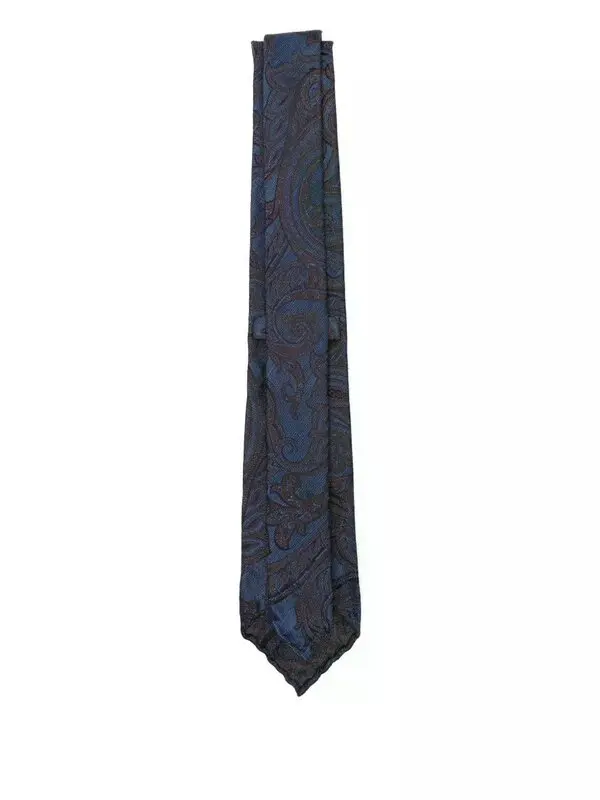 DELL'OGLIO Paisley Neck Tie - Blue