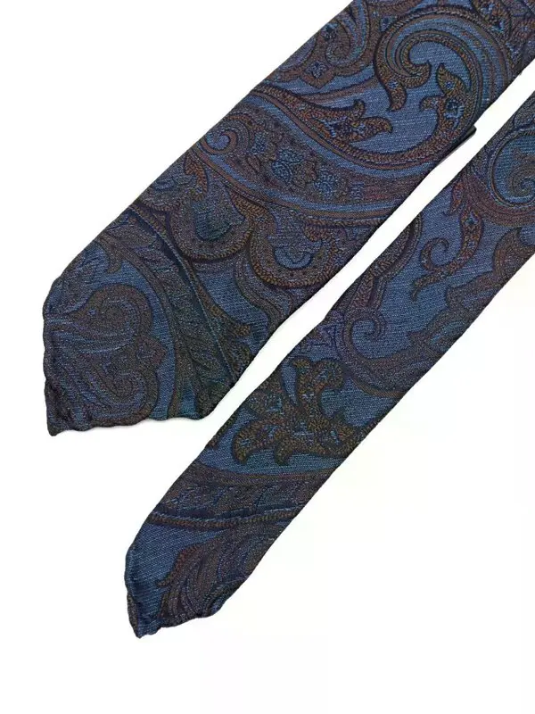 DELL'OGLIO Paisley Neck Tie - Blue