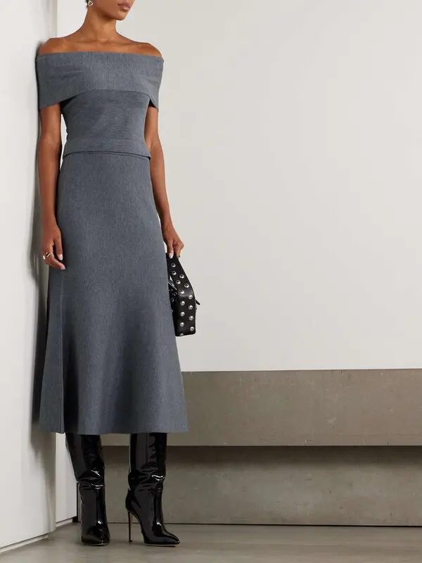 Simkhai Callahan Cropped Off-the-shoulder Wool Top