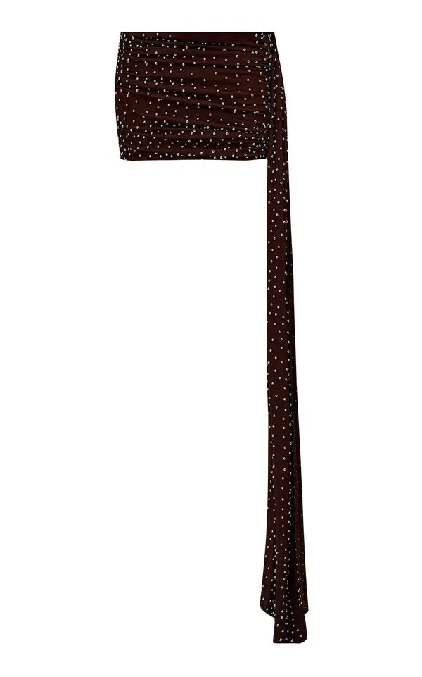 THE NEW ARRIVALS ILKYAZ OZEL Agel Draped Mini Skirt - Brown