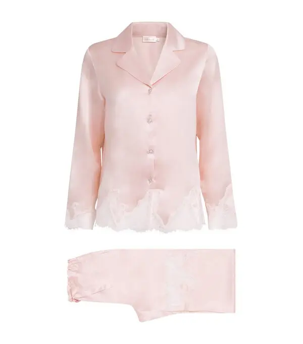 MANITO Silk Lace-trim Luella Pyjama Set - Pink