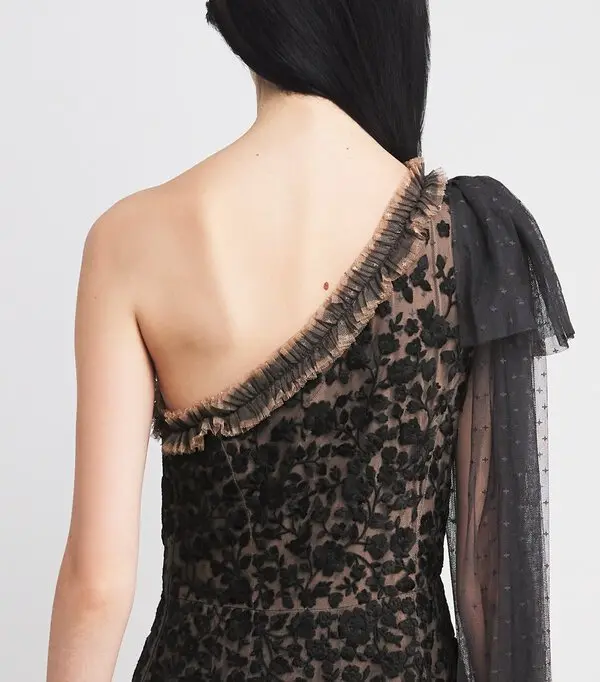 NEEDLE & THREAD Sylvia Rose One-shoulder Maxi Dress