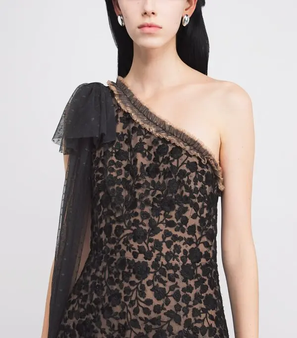 NEEDLE & THREAD Sylvia Rose One-shoulder Maxi Dress