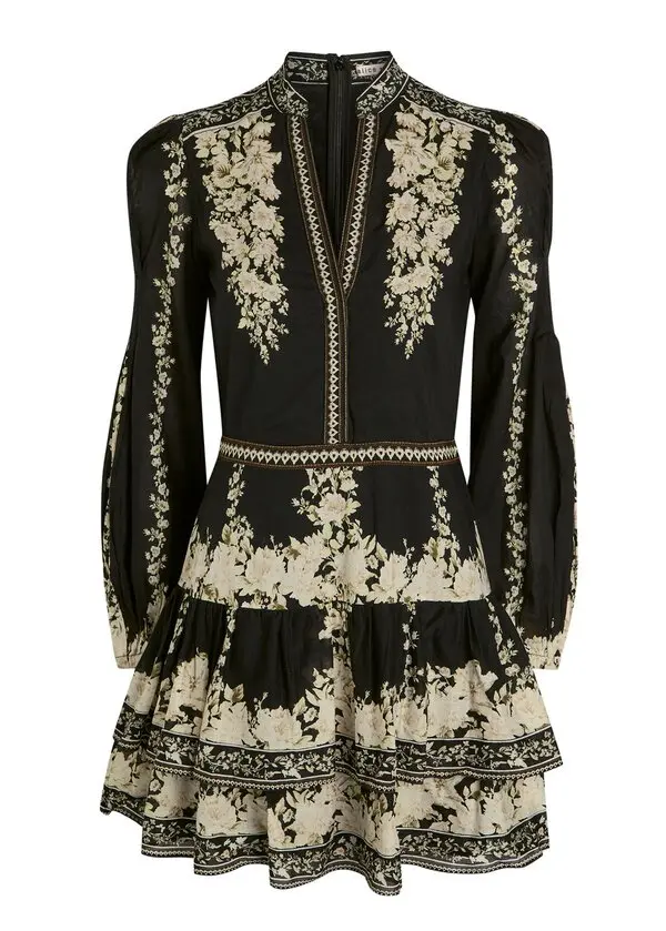 Alice + Olivia Valencia Floral-print Cotton Mini Dress
