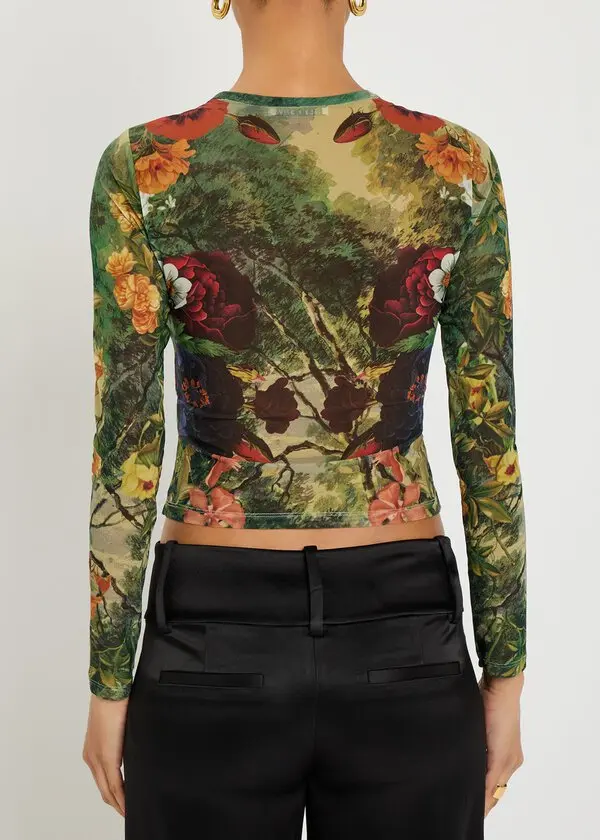 Alice + Olivia Floral-print Mesh Top