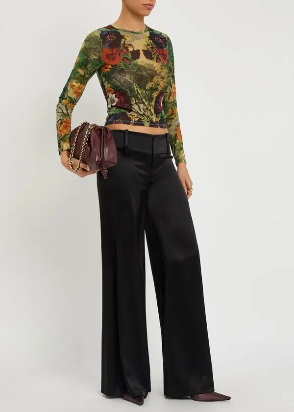 Alice + Olivia Floral-print Mesh Top