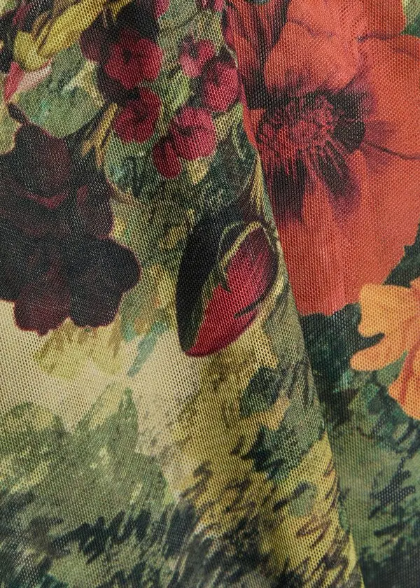 Alice + Olivia Floral-print Mesh Top