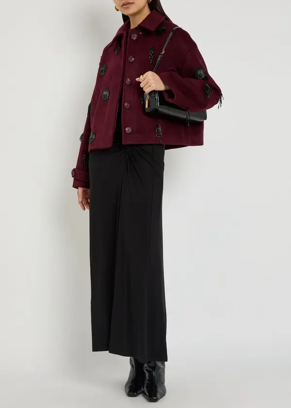 Simkhai Katya Bead-embellished Wool-blend Jacket - Red