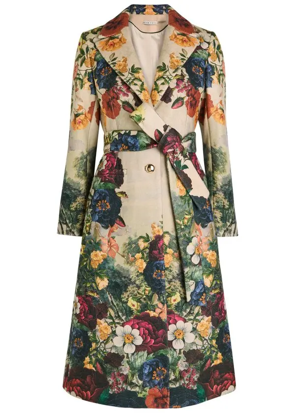 Alice + Olivia Joelle Floral-print Belted Coat - Multicoloured