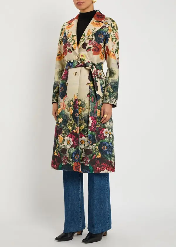 Alice + Olivia Joelle Floral-print Belted Coat - Multicoloured