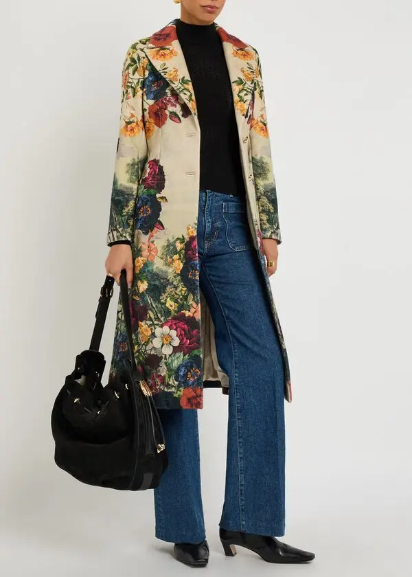 Alice + Olivia Joelle Floral-print Belted Coat - Multicoloured
