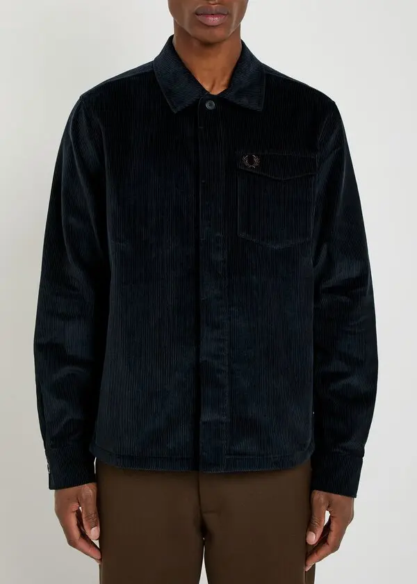 Fred Perry Logo-embroidered Corduroy Overshirt