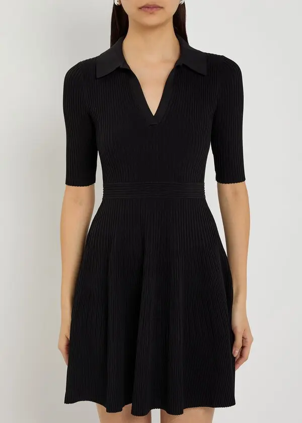 Simkhai Ribbed Knit Mini Polo Dress