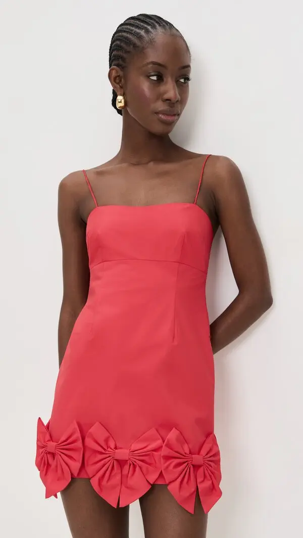 LoveShackFancy Kennedi Dress With Bow Embellishments - Red