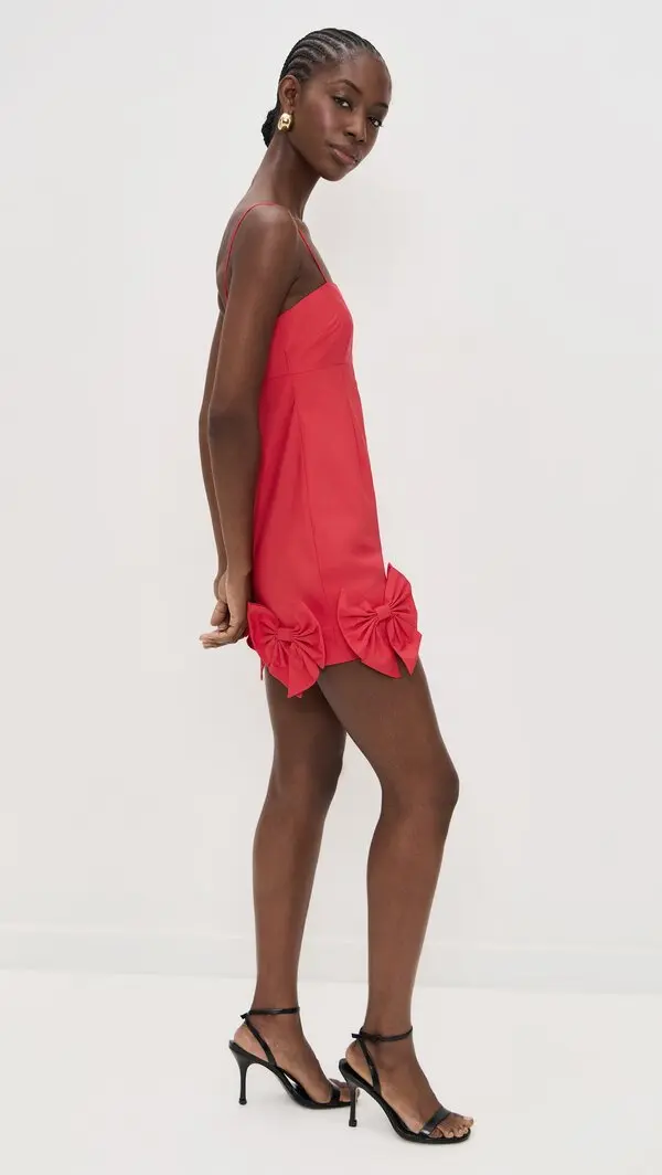 LoveShackFancy Kennedi Dress With Bow Embellishments - Red
