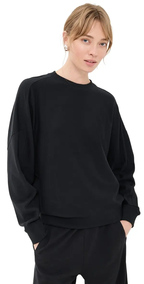 Tibi Lightweight Crewneck Sweatshirt - Black