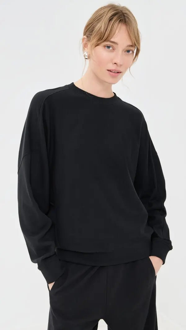 Tibi Lightweight Crewneck Sweatshirt - Black
