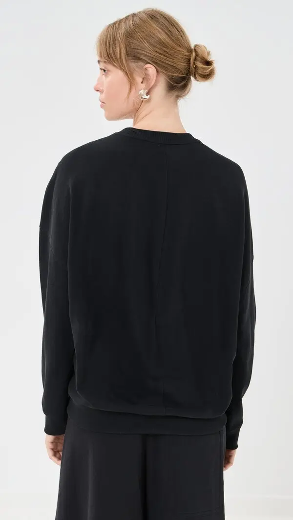 Tibi Lightweight Crewneck Sweatshirt - Black