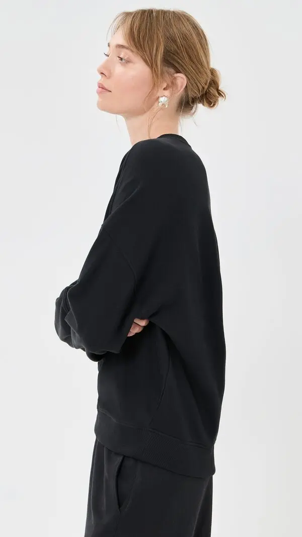 Tibi Lightweight Crewneck Sweatshirt - Black