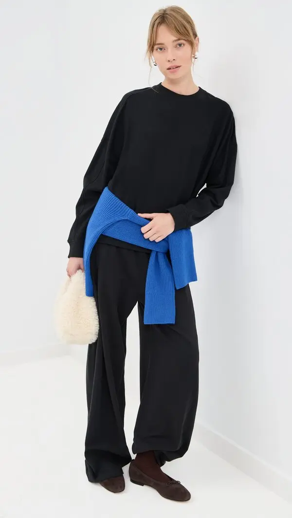 Tibi Lightweight Crewneck Sweatshirt - Black