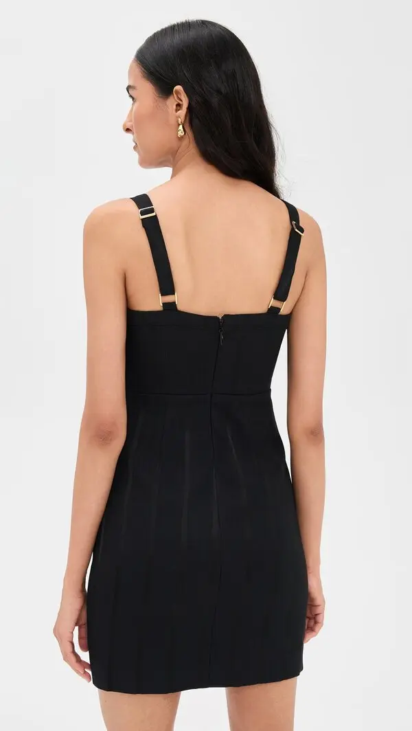 L'Agence Helen Corset Mini Dress With Satin Stripes And Flap Pockets
