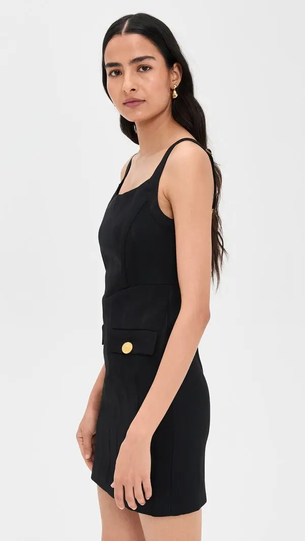 L'Agence Helen Corset Mini Dress With Satin Stripes And Flap Pockets
