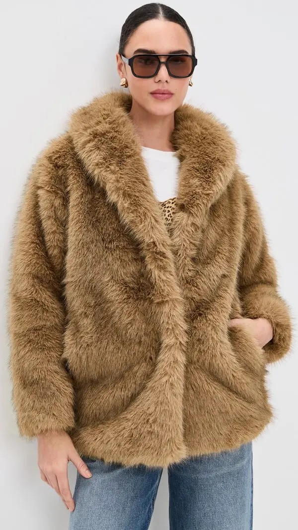 Z Supply Faux Fur Coat With Shawl Collar