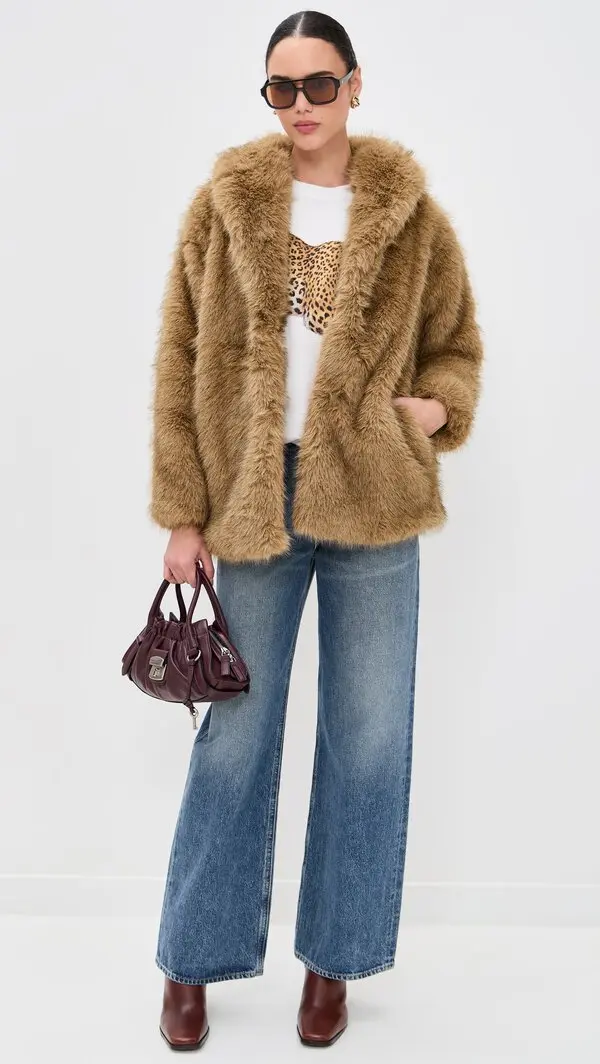 Z Supply Faux Fur Coat With Shawl Collar