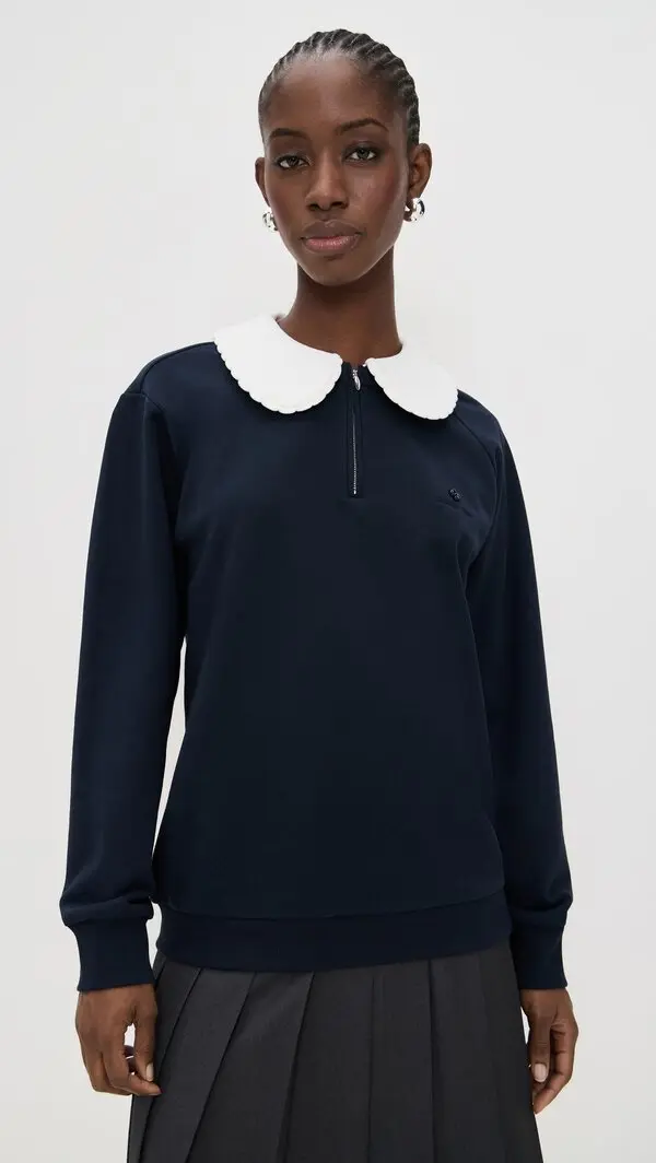 SHUSHU/TONG Doll Collar Oversized Sweatshirt